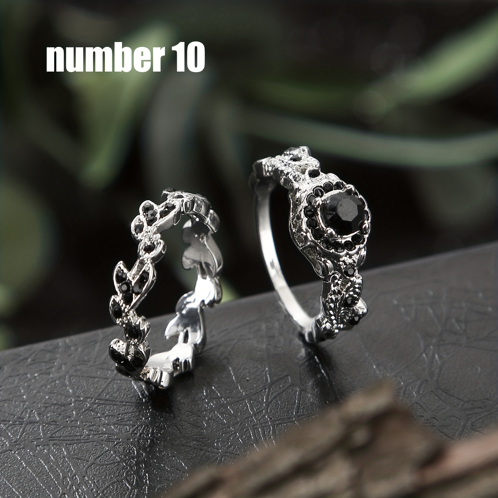 Vintage Black Rhinestone Rings Stylish Flower Rings Alloy - Temu United ...