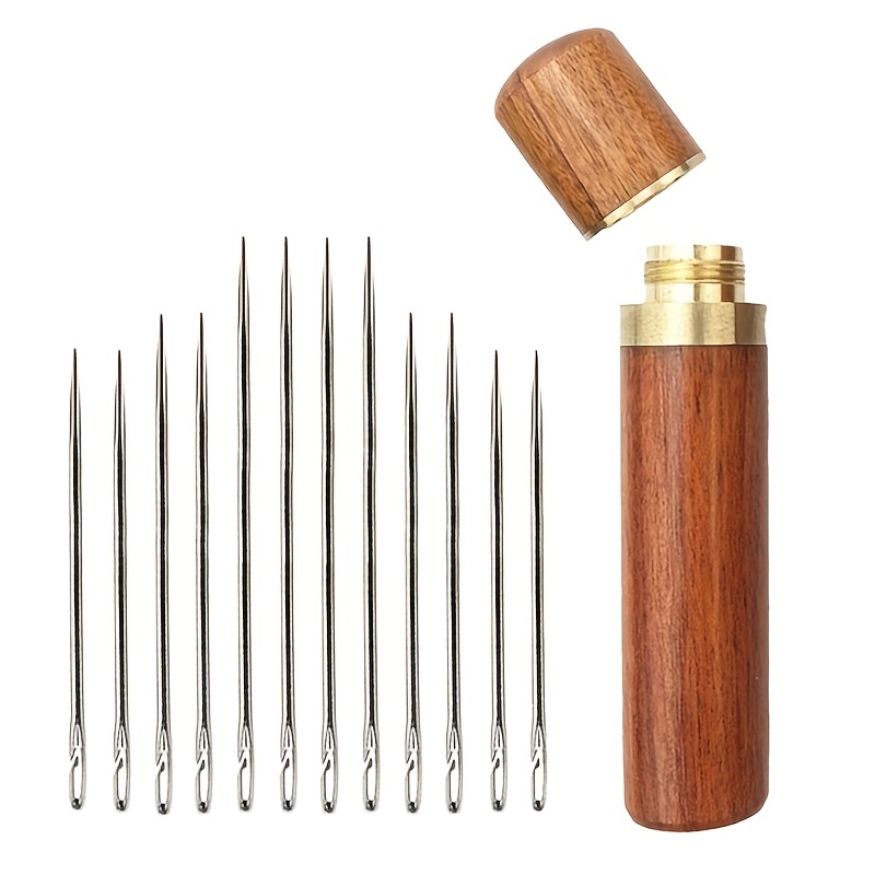 Needle Box Set Pocket Portable Wooden Box Sewing Needles - Temu