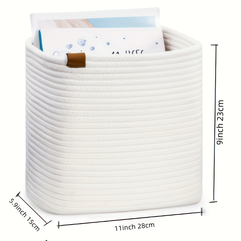 White Woven Storage Basket Magazine Organizer Basket Home - Temu Denmark