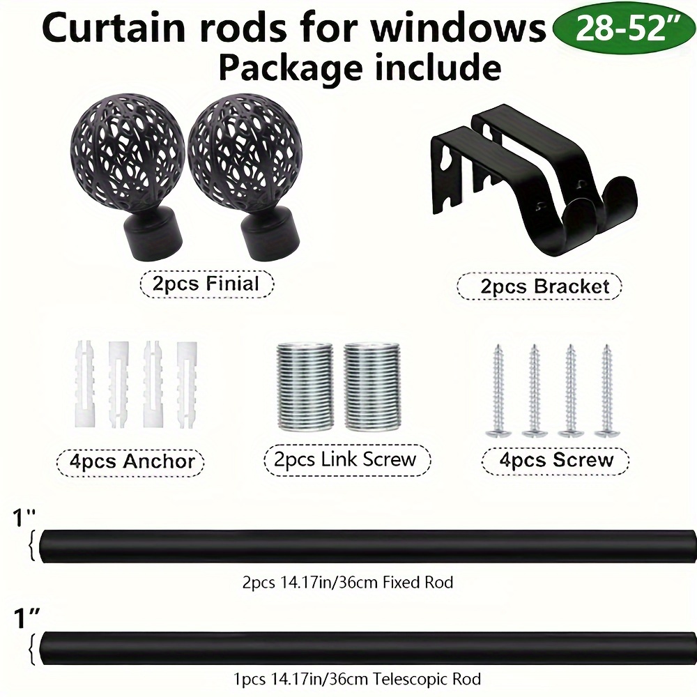 Hollow Finials Design Decorative Curtain Rod Multi section - Temu ...