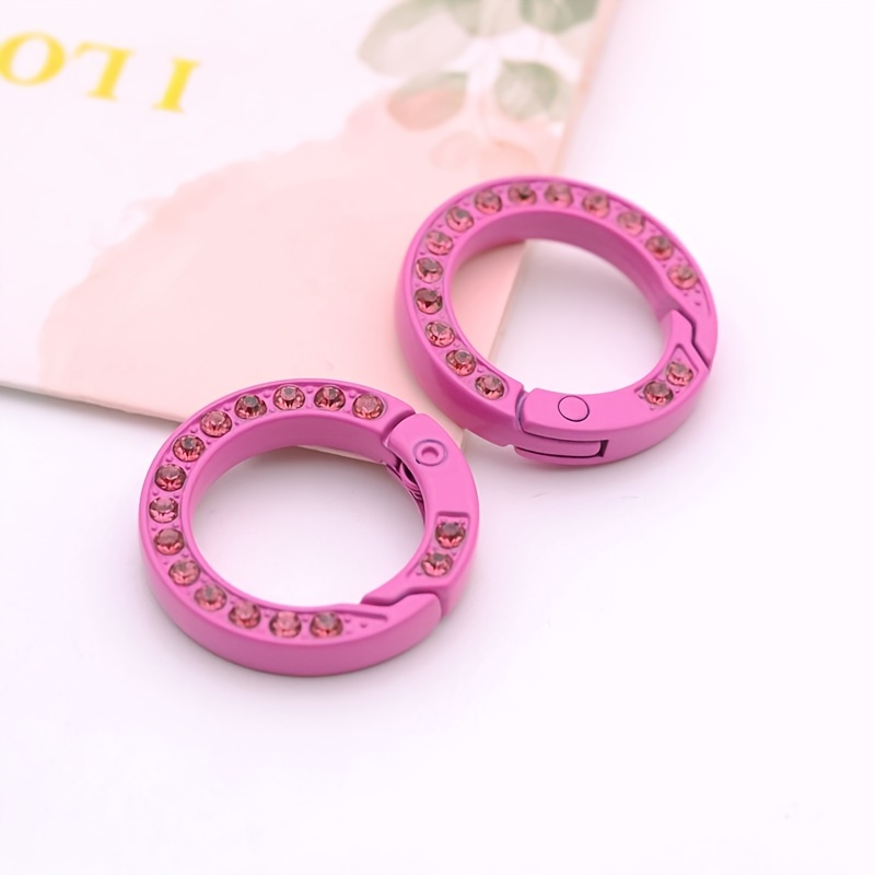 5pcs Colorful Circle Keychain With Drill Car Key Gift Pendant Mobile ...