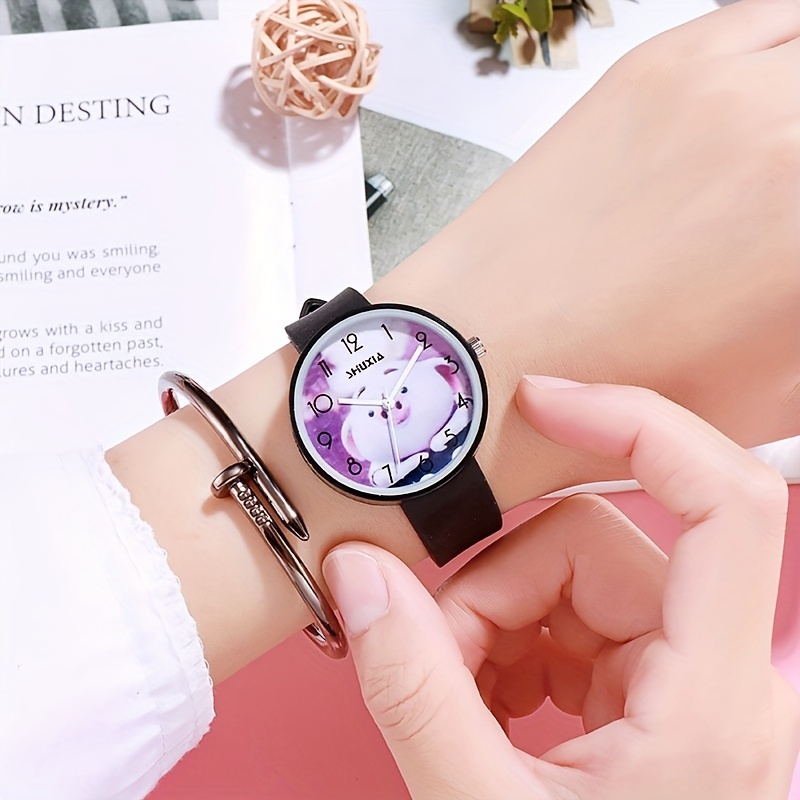 Cute Cartoon Piggy Quartz Watch Casual Jelly Color Analog - Temu United ...
