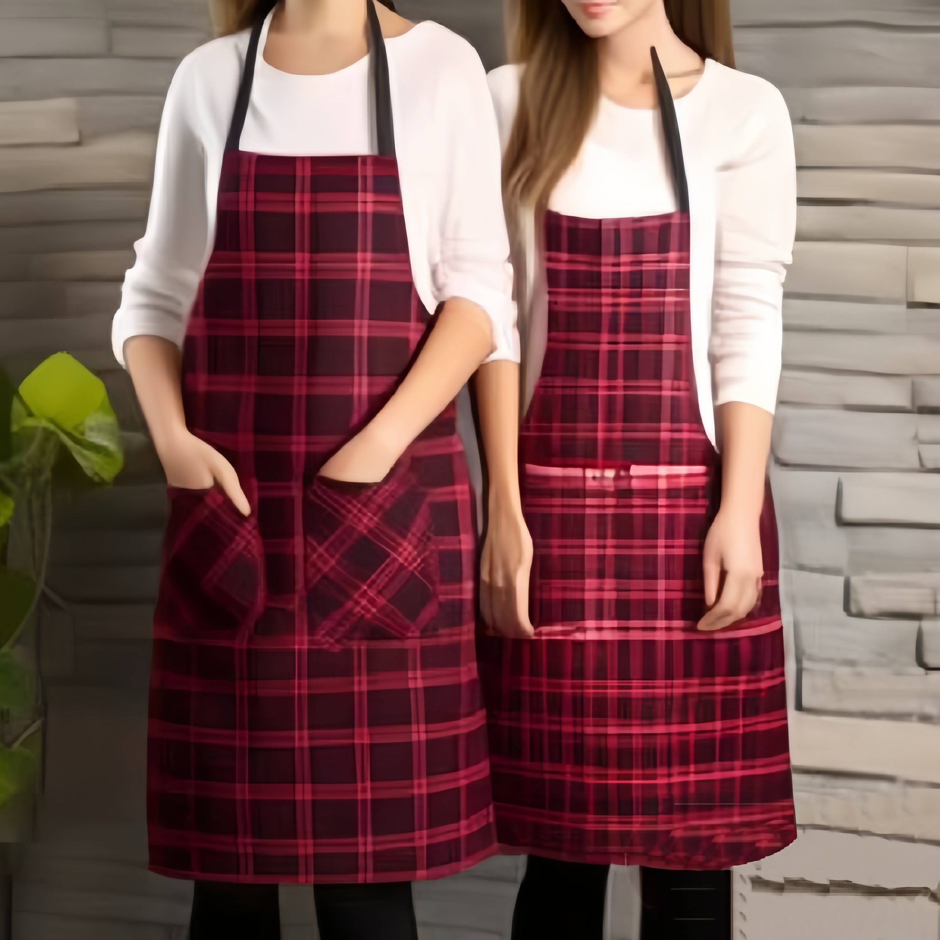 1pc Multi Functional Plaid Apron For Men And Women Christmas Gift For ...