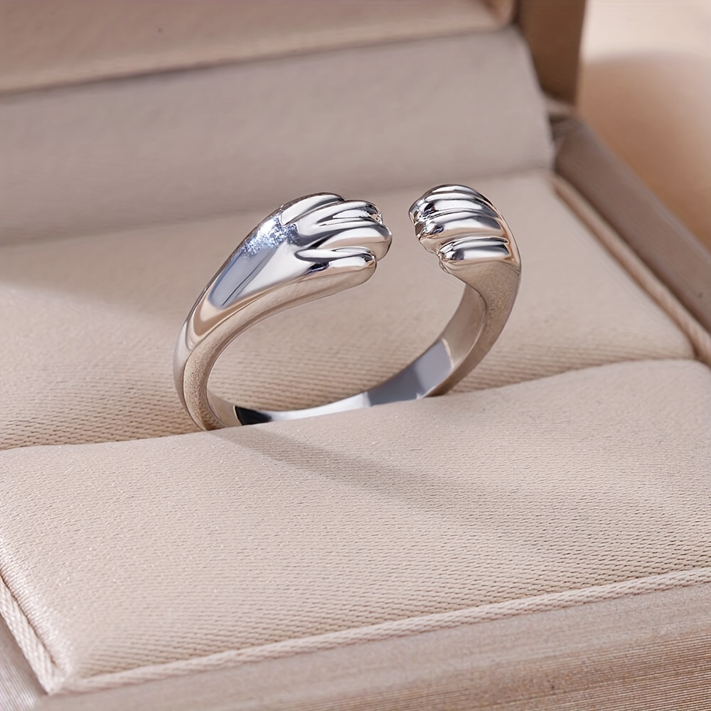 Minimalist Embrace Cuff Ring 18k Gold Plated Carved Little - Temu Australia