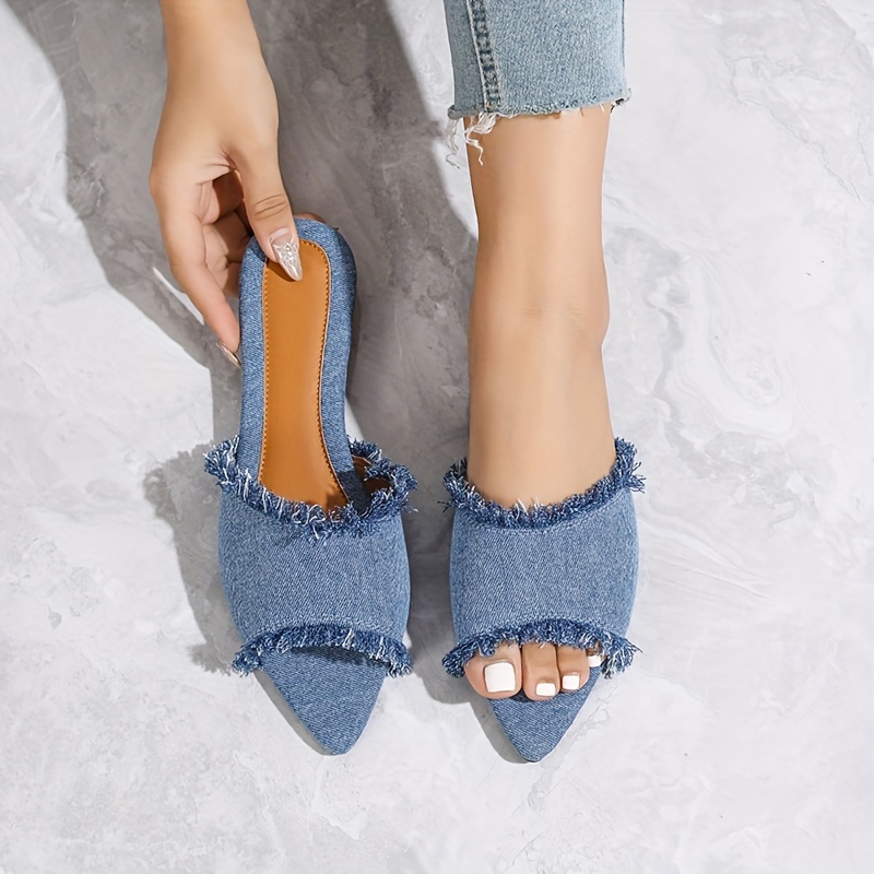 Women's Solid Color Stylish Slides Slip Lightweight Denim - Temu United ...