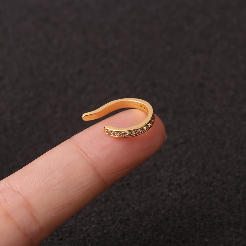 Adjustable Ear Cuff, Non Piercing Golden-plated Cubic Zirconia Earrings ...