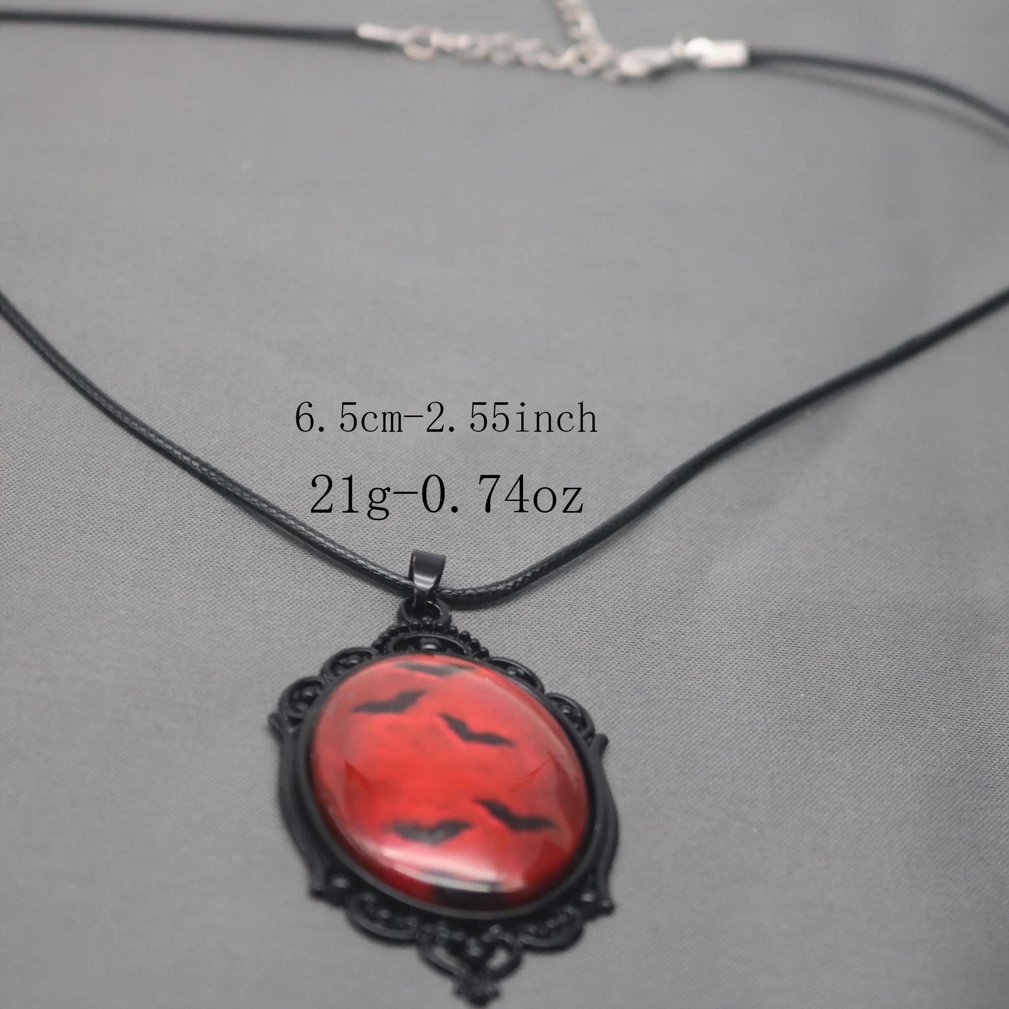 Gothic Red Bat Glass Pendant Necklace - Temu Australia