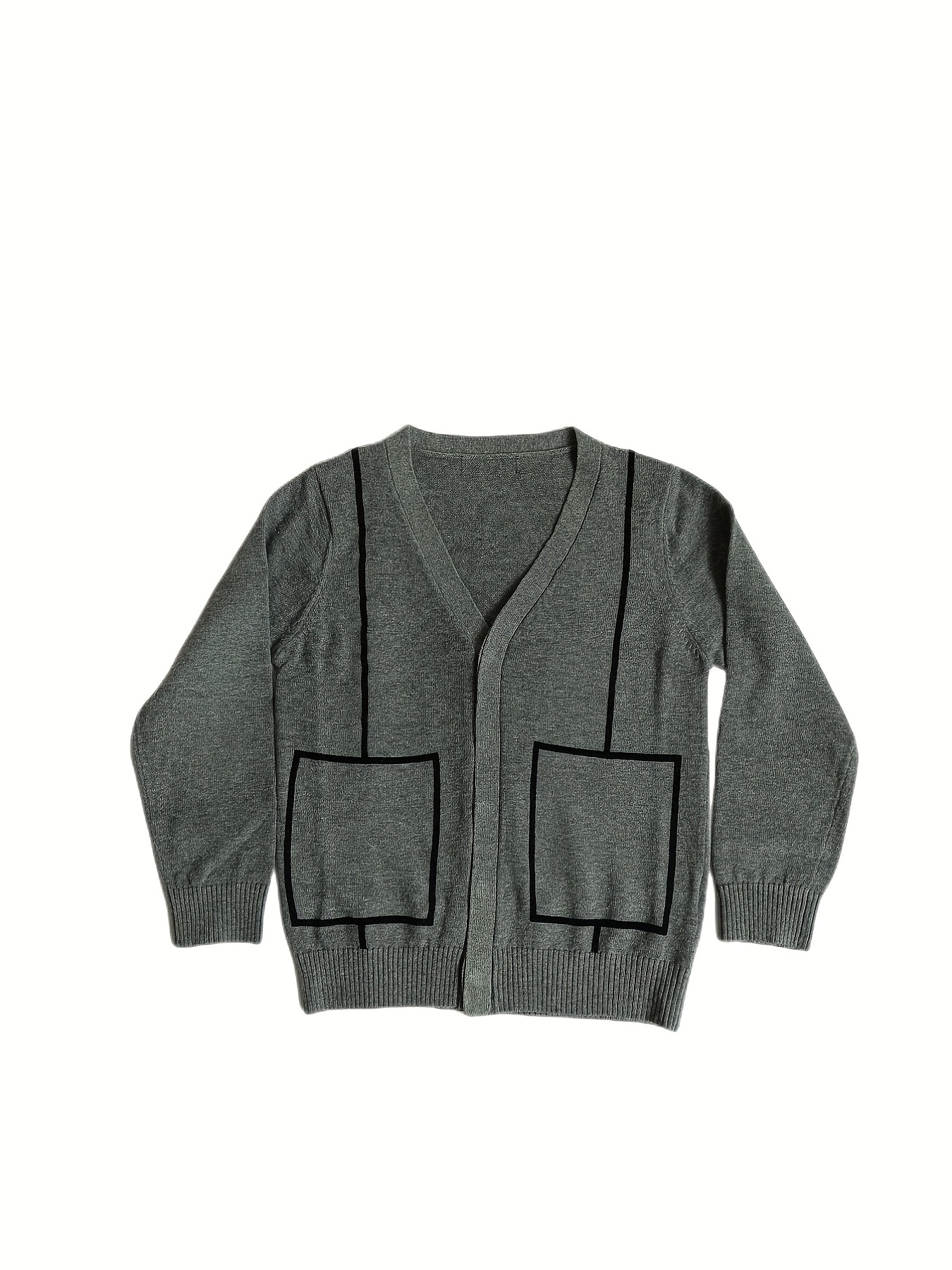 Boys V Neck Long Sleeves Cardigan Preppy Style For Spring - Temu New ...