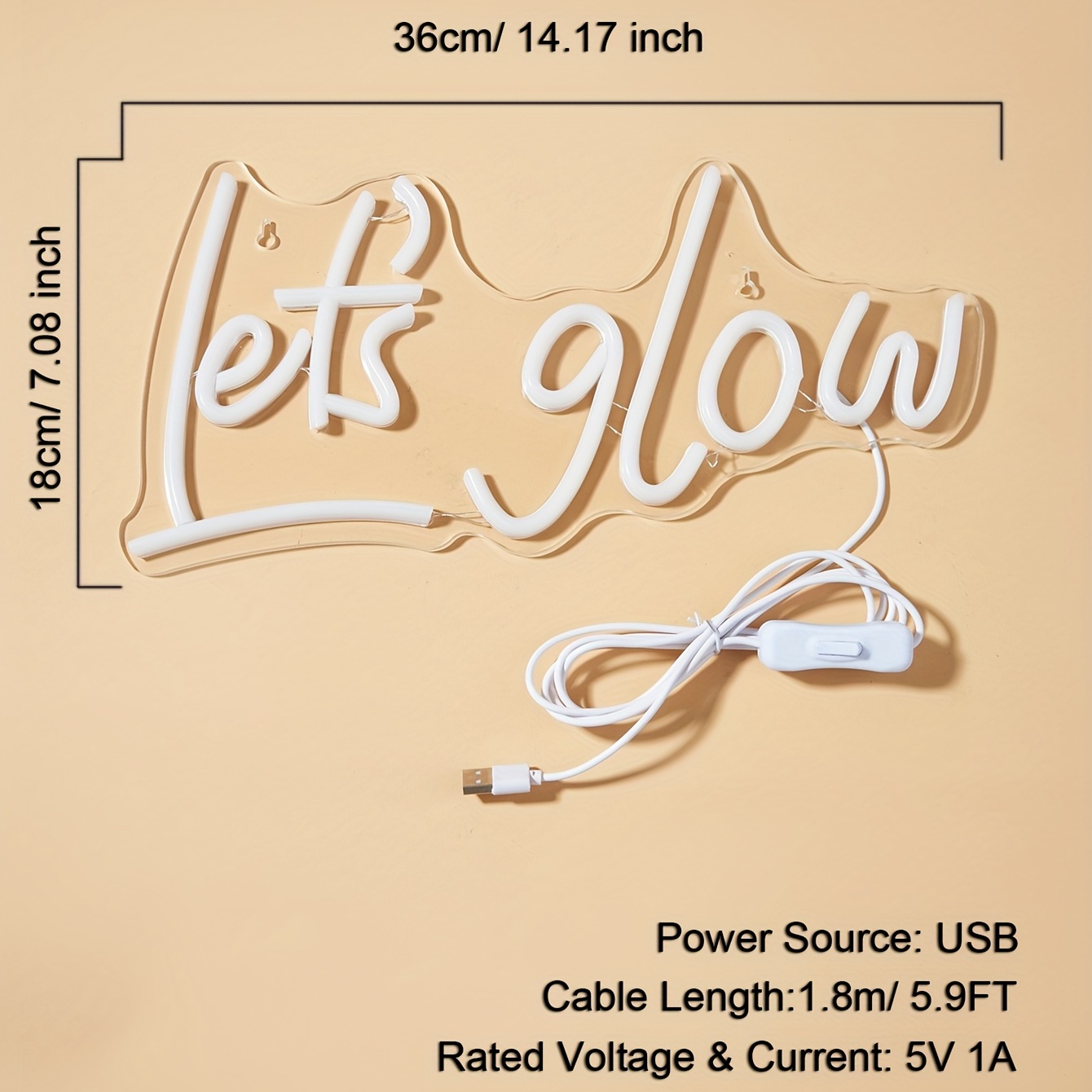 Light Up Your Home With A Led Let's Glow Shaped Neon Sign - Temu