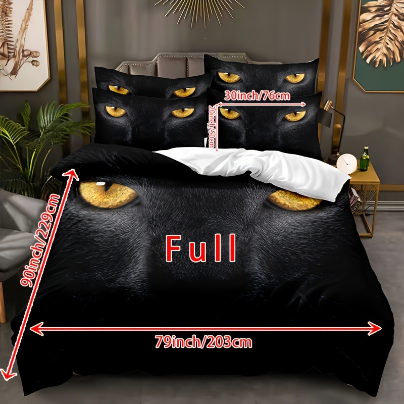 Cat Duvet Cover Set Black Animal Print Black Bedding Set - Temu Australia