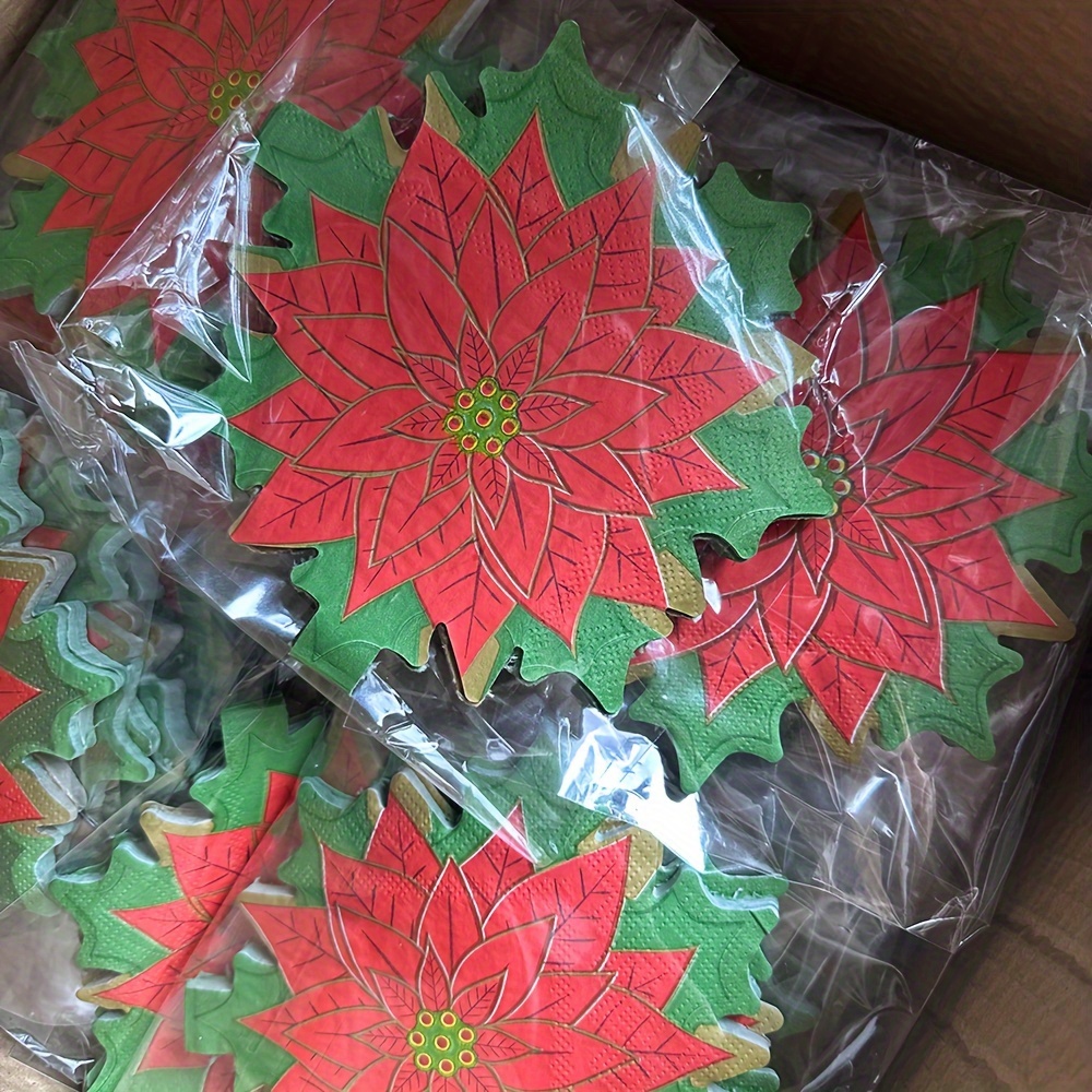 Red Tissue Christmas Flower Paper Disposable Napkin Suitable - Temu ...