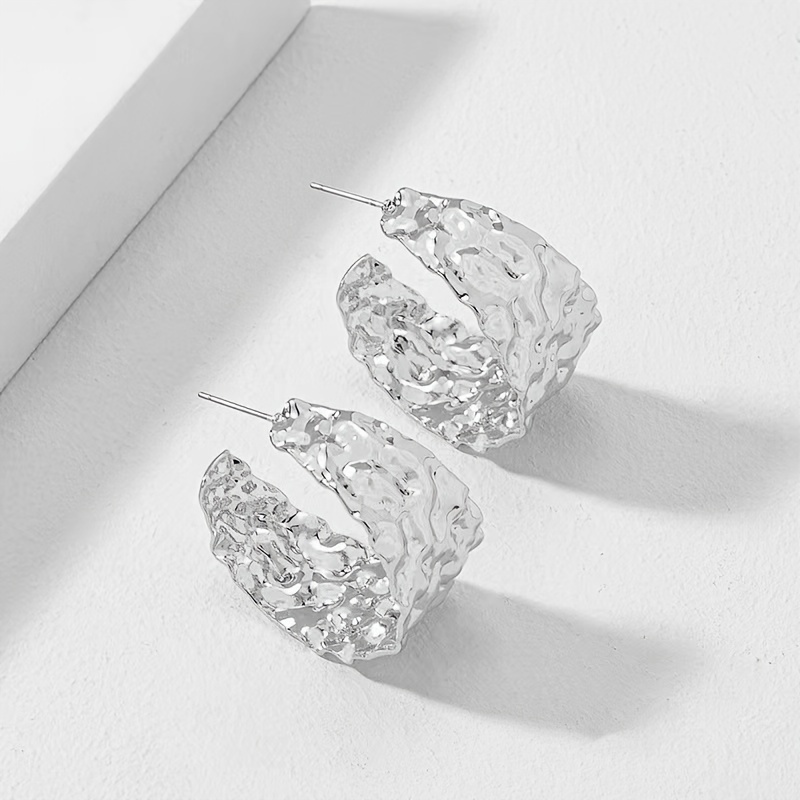 Simple Golden Silvery Hoop Earrings Classic Thumbtack - Temu United Kingdom