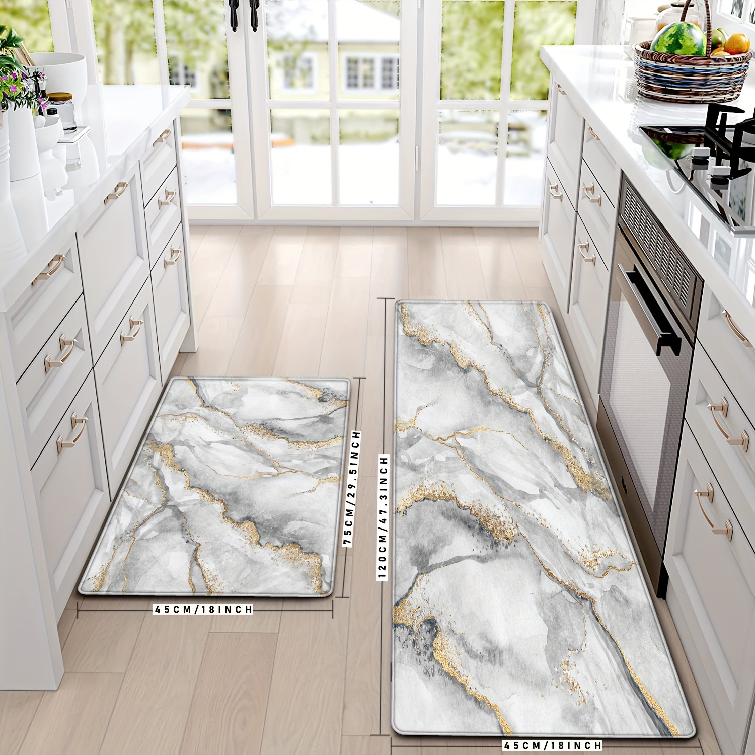 Luxurious Marble Print Kitchen Mats Non slip Absorbent - Temu Ireland