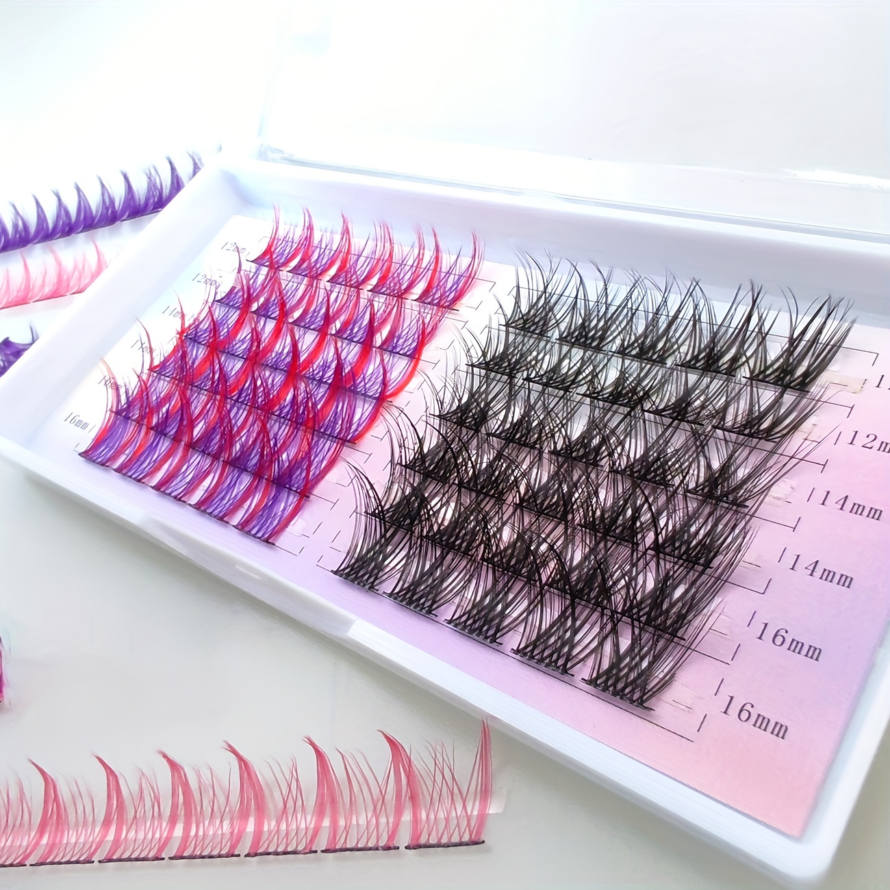 10 Rows Diy Cluster Lashes Black Purple Red False Eyelashes - Temu ...