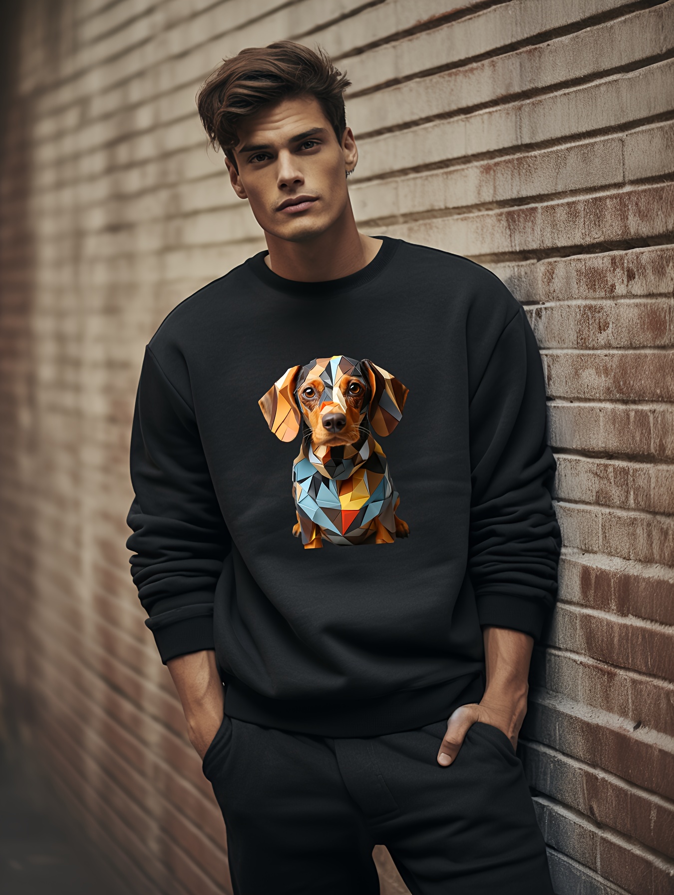 Graphic Print Crew Neck Sweatshirt Men's Casual Pullover - Temu United ...