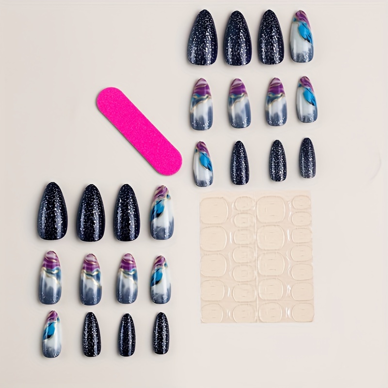 vintage almond press nails set medium length glossy - Temu United Arab ...