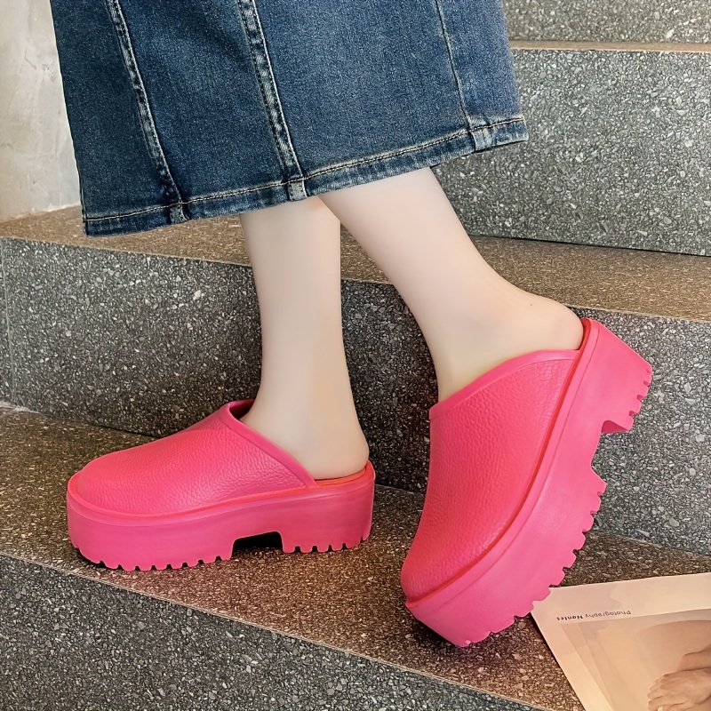 Solid Color Casual Home Slides Soft Sole Platform Closed Toe - Temu ...
