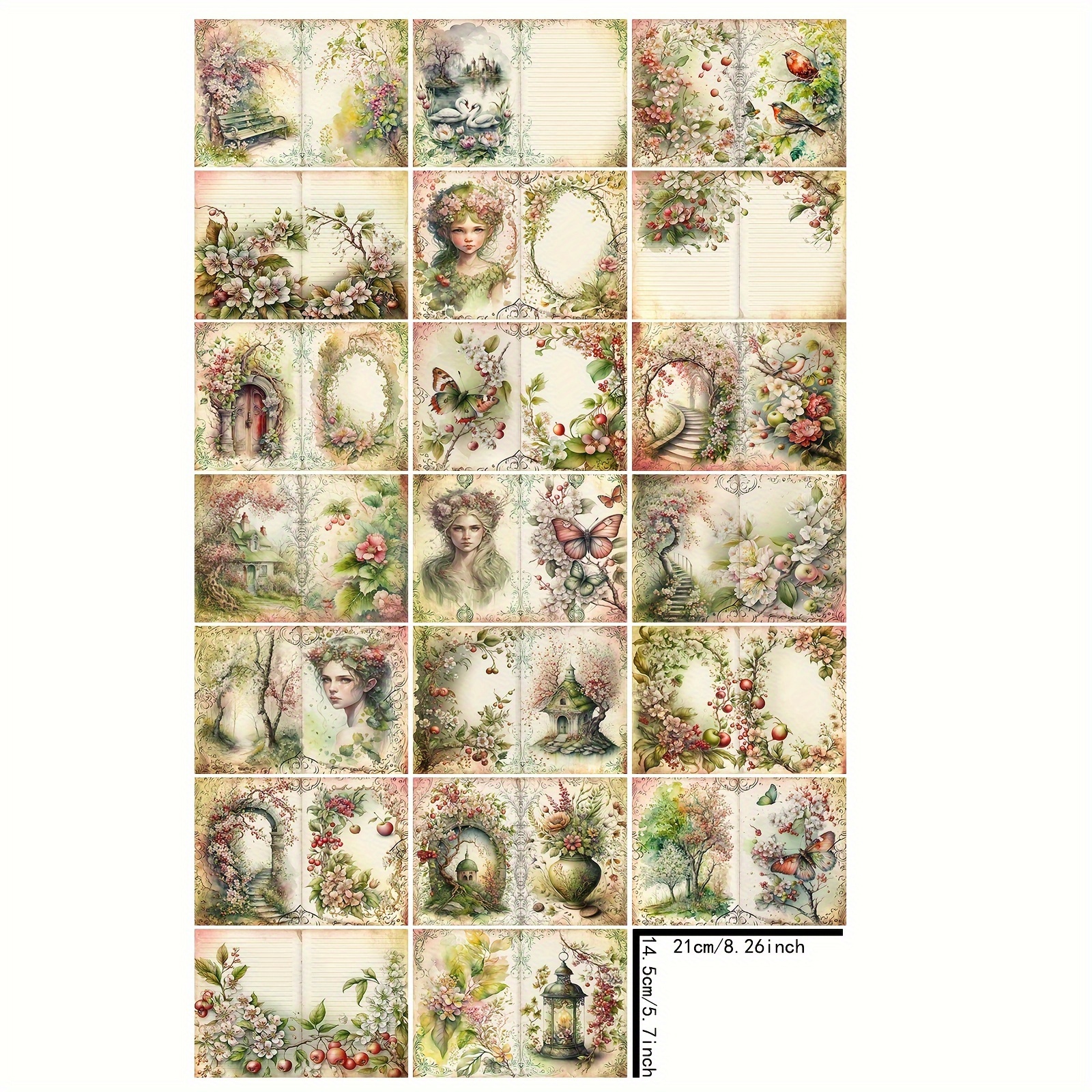20sheets A5 Size Spring Bird Garden Vase Girl Decoration Diy Retro ...