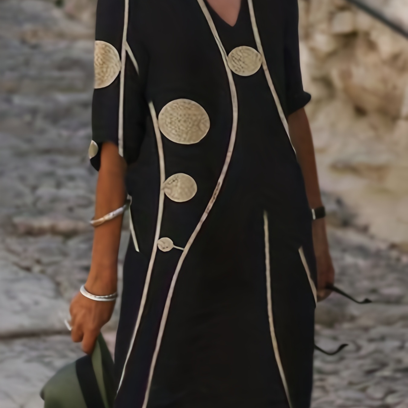 Plus Size Elegant Dress, Women's Plus Solid Ruched Half Sleeve Round ...