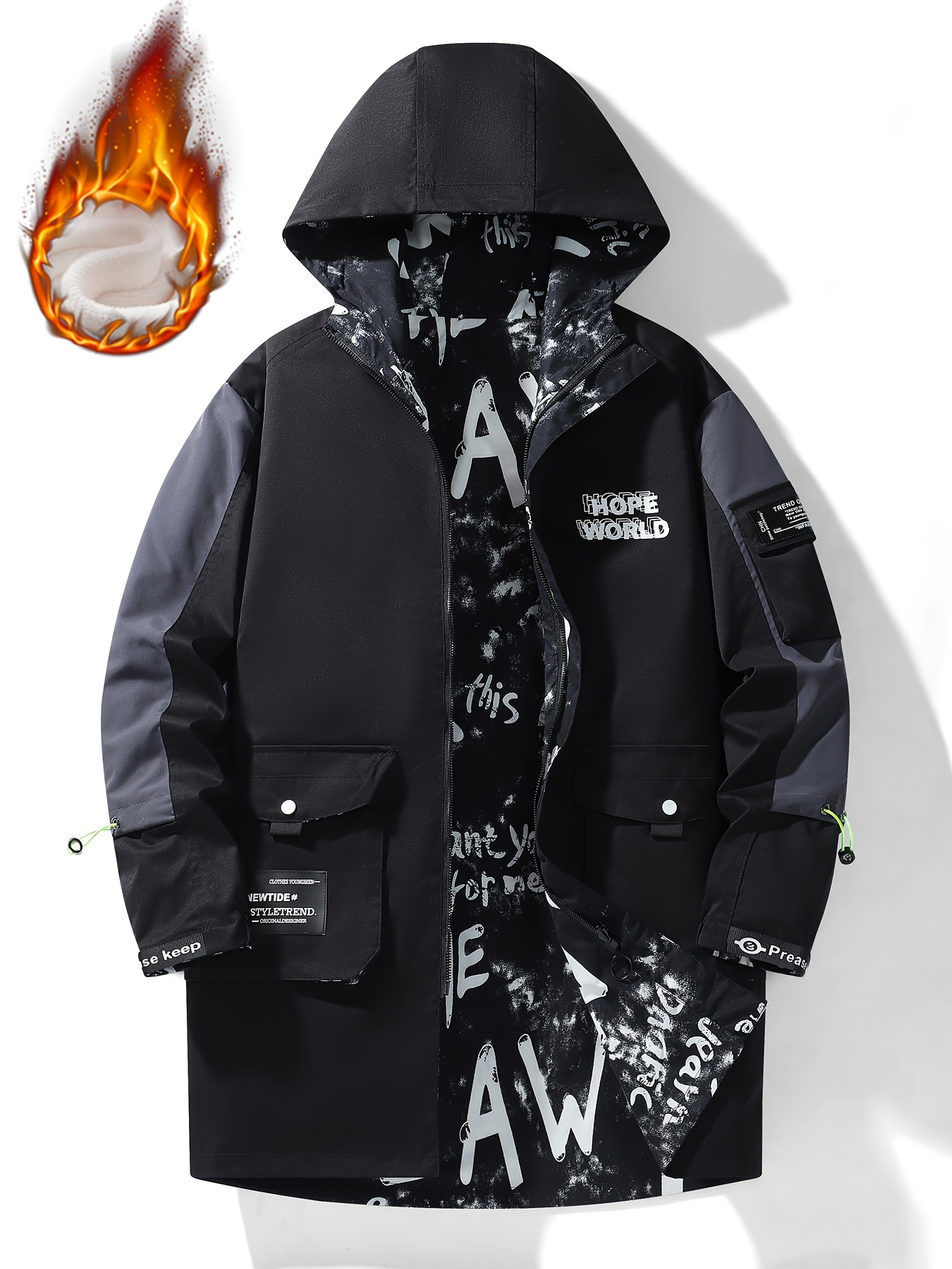 Men's Casual Hooded Flap Pocket Padded Jacket Chic - Temu Australia