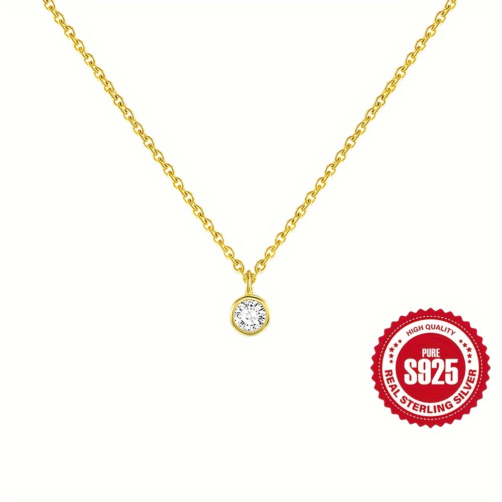 925 Sterling Silver Cubic Zirconia Clavicle Chain Necklace - Temu ...