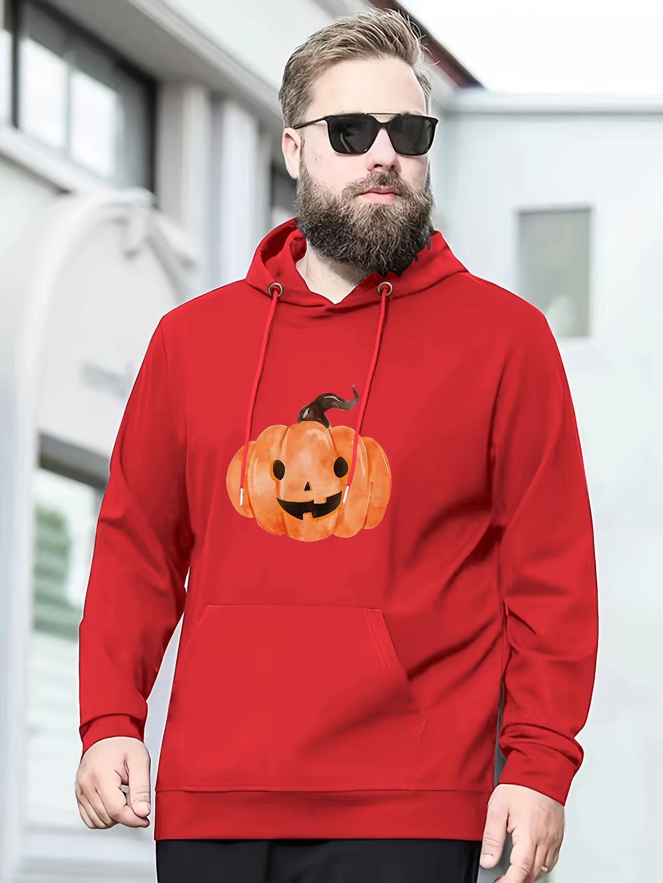 Plus Size Men's Hooded Sweatshirt Halloween Pumpkins Print - Temu ...