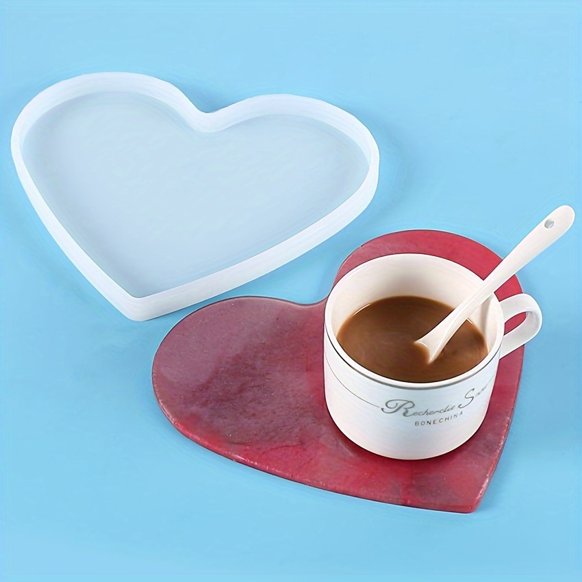 Diy Crystal Drop Glue Big Love Coaster Silicone Mold Mirror - Temu New ...