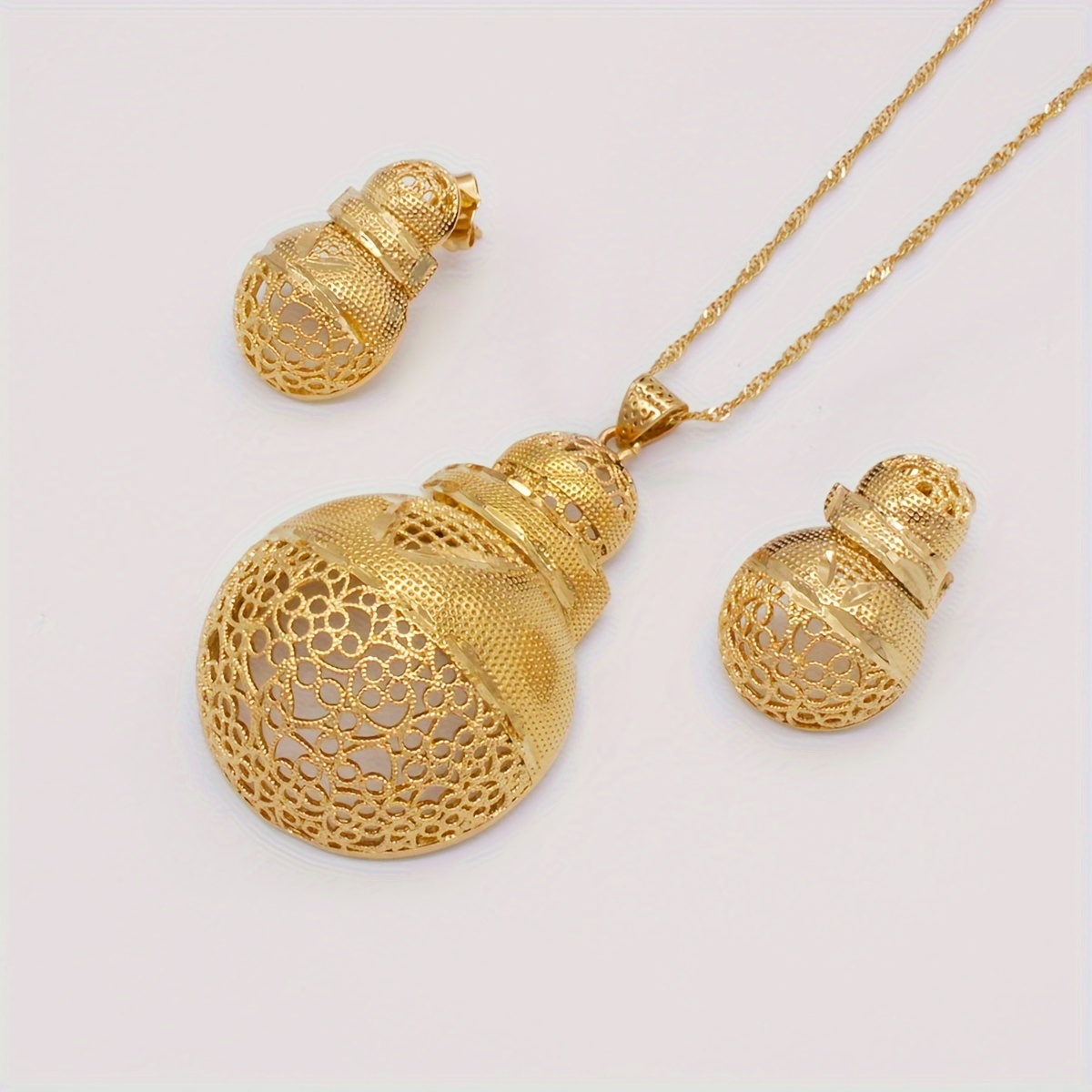 Traditional Bridal Jewelry Set Copper Plated Necklace Red - Temu United ...