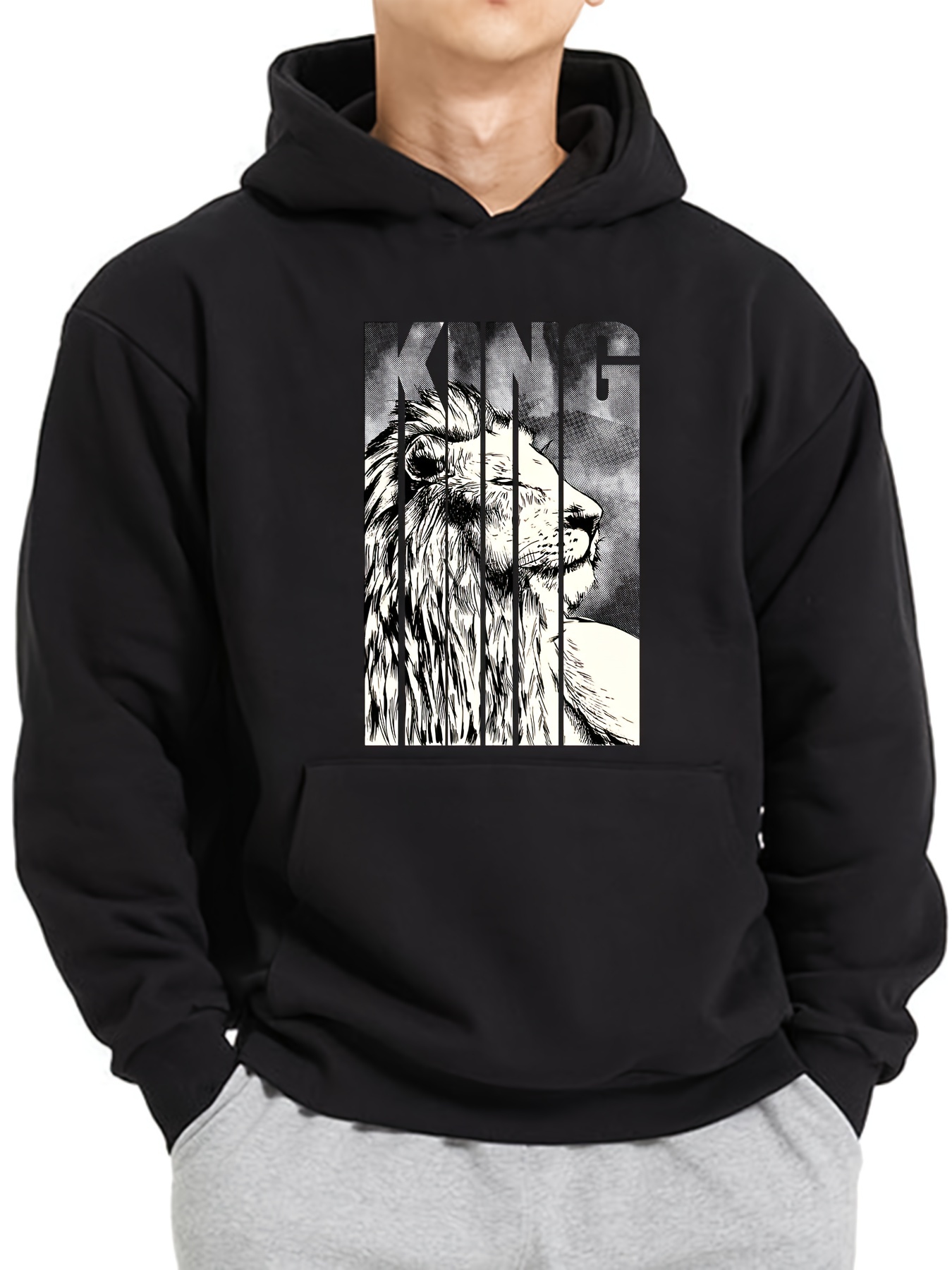 men's casual lion long sleeve pullover hoodie - Temu New Zealand