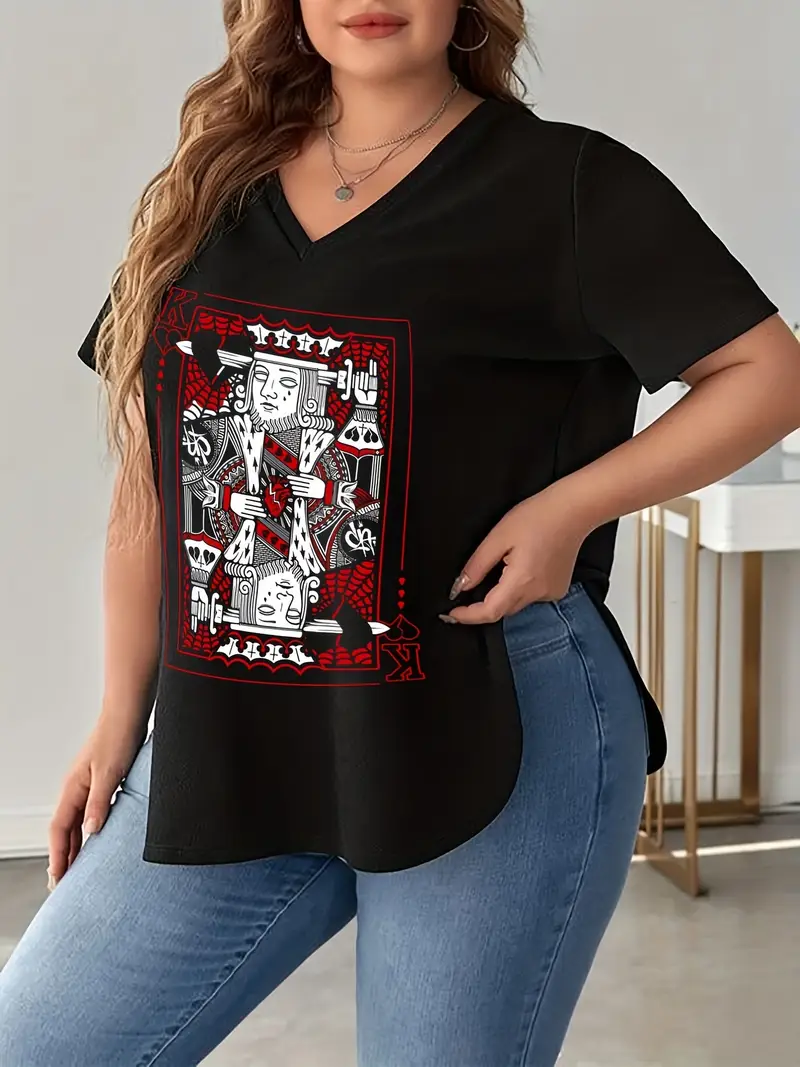 Damen T Shirt In Übergröße V Ausschnitt Mit Kurzen Ärmeln Und