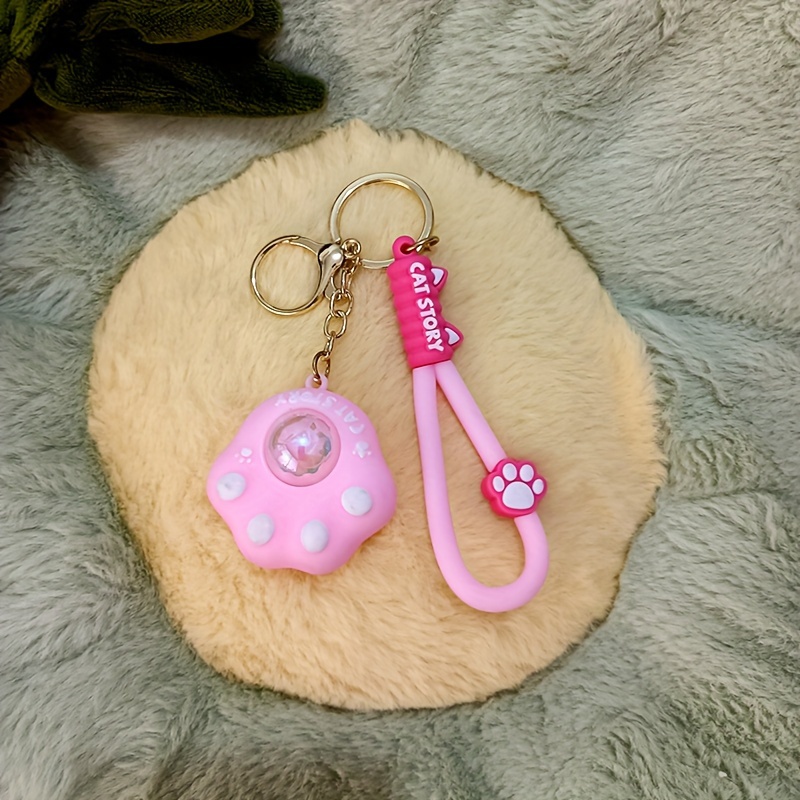 1pc Cute Cat Paw Keychain Pendant Creative Keychain Light For Car Keys ...
