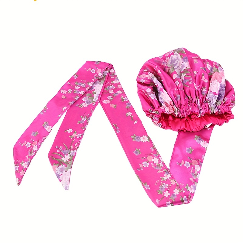 Bonnet En Satin Floral À Double Couche Élégant Lacets - Temu France