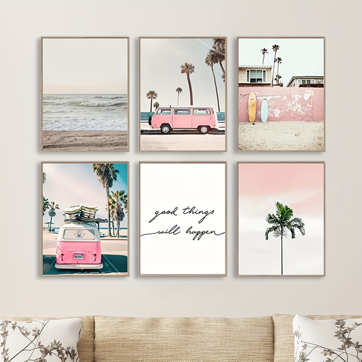 Sea Ocean Canvas Wall Art Poster Lightpink Bus Print - Temu Canada