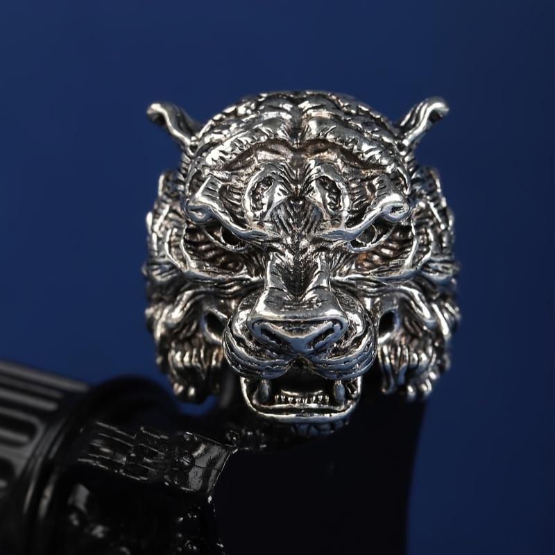 Animal King Tiger Personality Open Ring Men's match - Temu Ireland