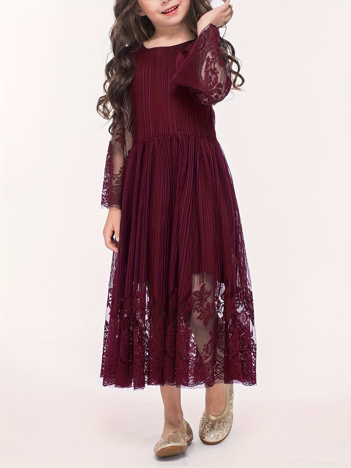 Cute Girls' Lace Flower Design Dress Sweet Dresses Party - Temu Ireland