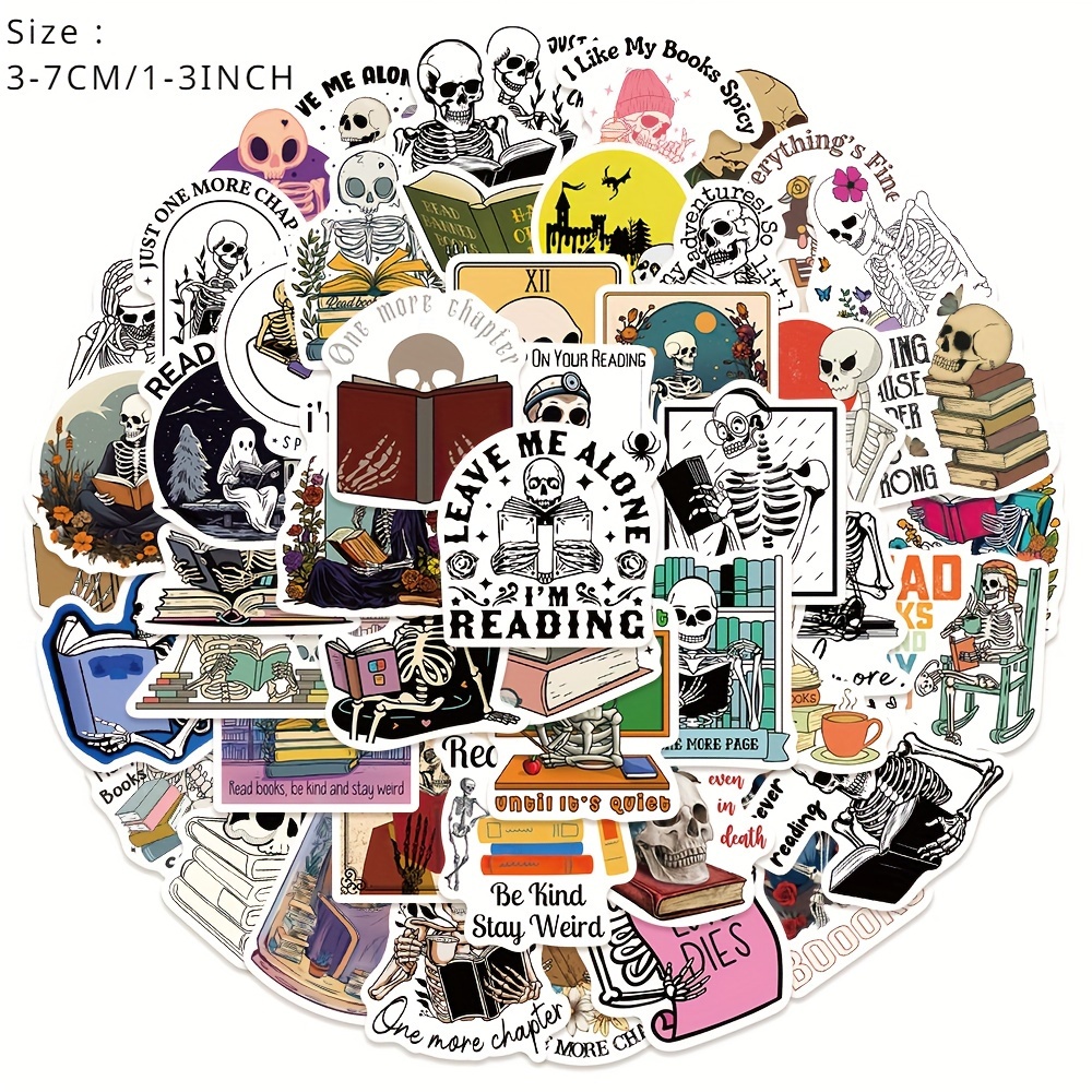 Non repeating Skull Reading Series Stickers Laptop Helmet - Temu United ...
