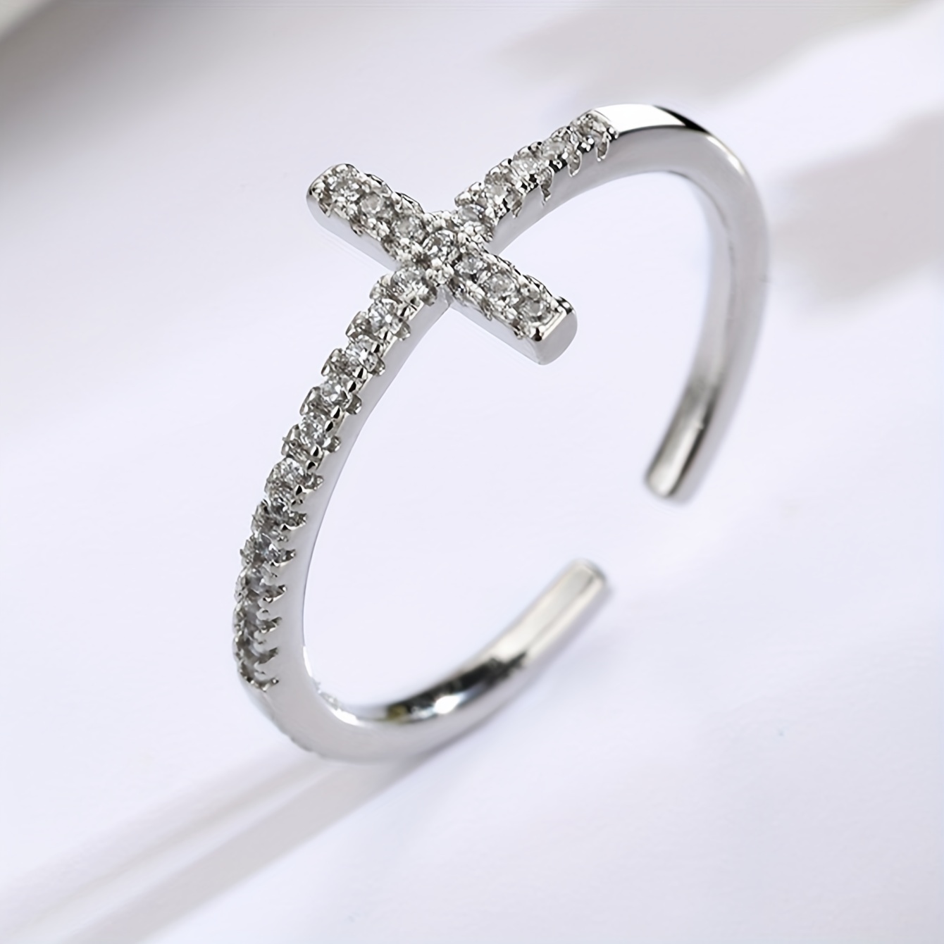 Kpop Style Cross Ring Paved Tiny Zirconia Match Daily - Temu United Kingdom