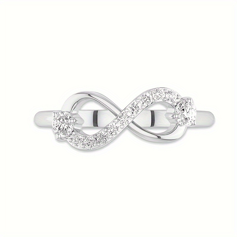 Chic Ring Sparkling Infinity Design Inlaid Shining Gemstone - Temu ...