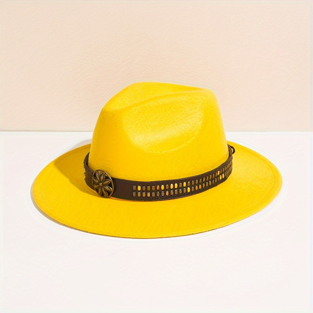 Elegant Belt Buckle Decoration Fedora Hat Men Women - Temu Canada
