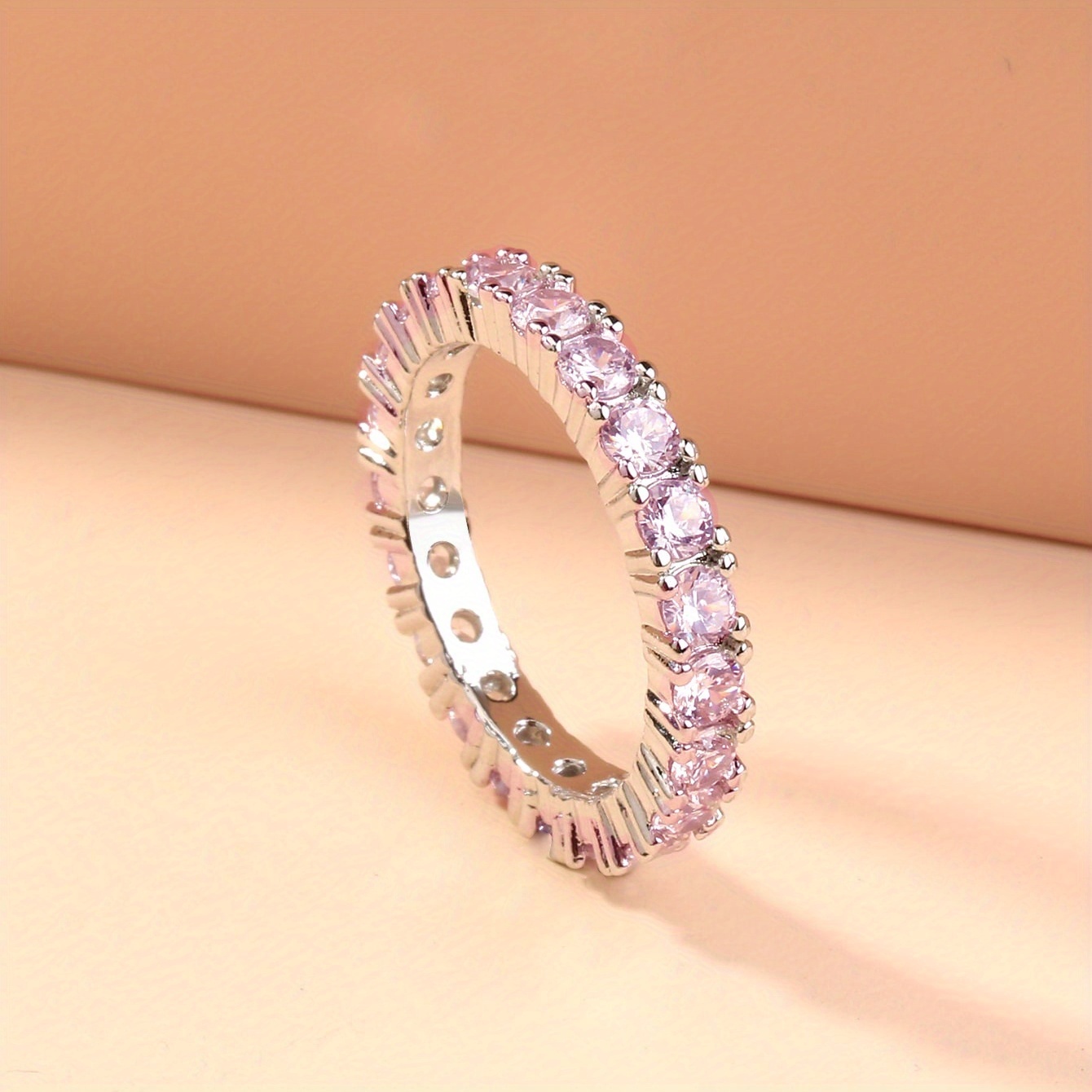 Single Row Full Zircon Band Ring Personality Round Finger - Temu United ...