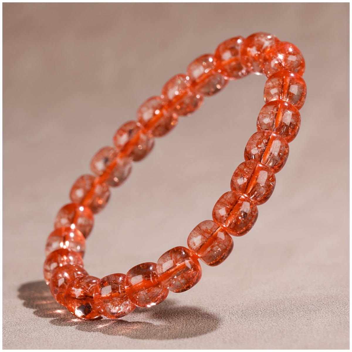 Red Quartz Jade Elastic Beaded Bracelet For Men And Women, Stylish ...