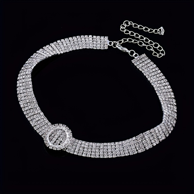 Short Rhinestone Neck Chain Shiny Chic Choker Claw Chain - Temu United ...