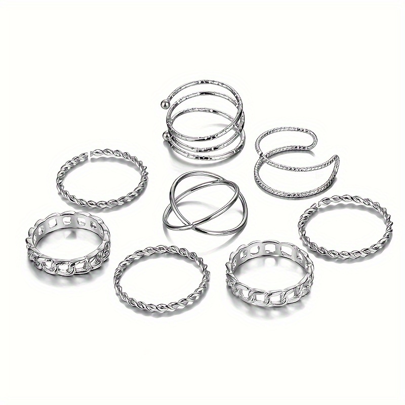 Simple Punk Golden Color Women's Ring Set Stackable Ring - Temu United ...