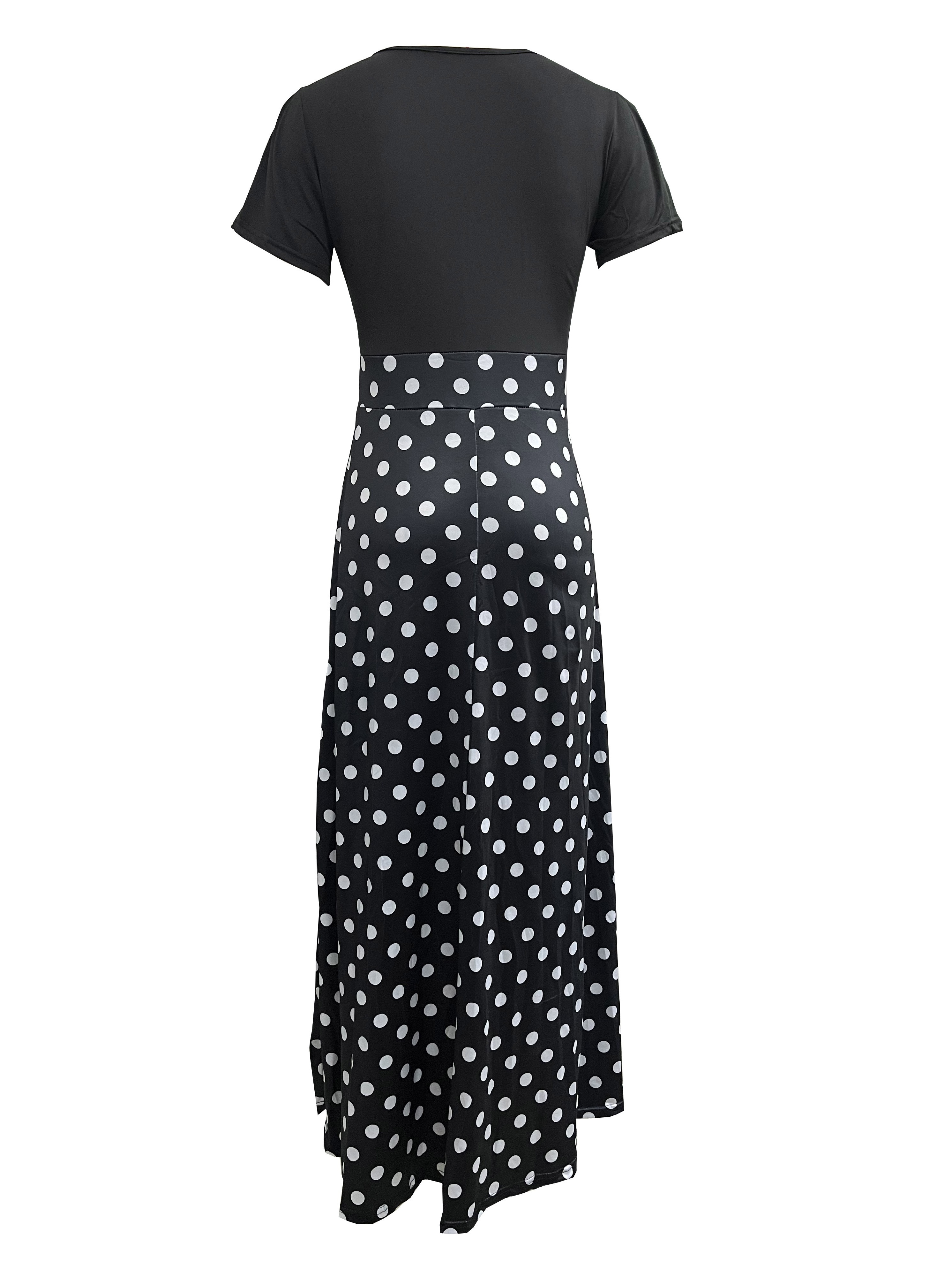 Floral Print Splicing Dress Elegant Crew Neck Short Sleeve - Temu