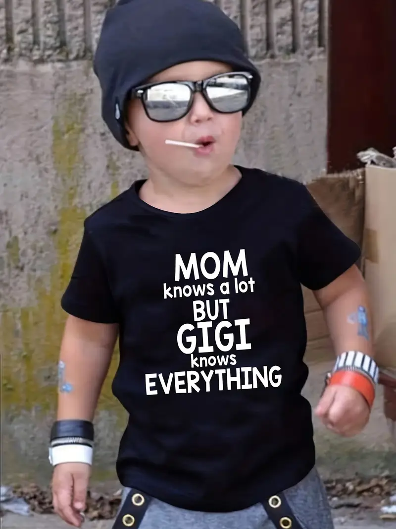 ママはたくさんのことを知っていますが ジジはすべてを知っています 男の子用レタープリントtシャツ 涼しく軽量で快適な夏服 Temu Japan
