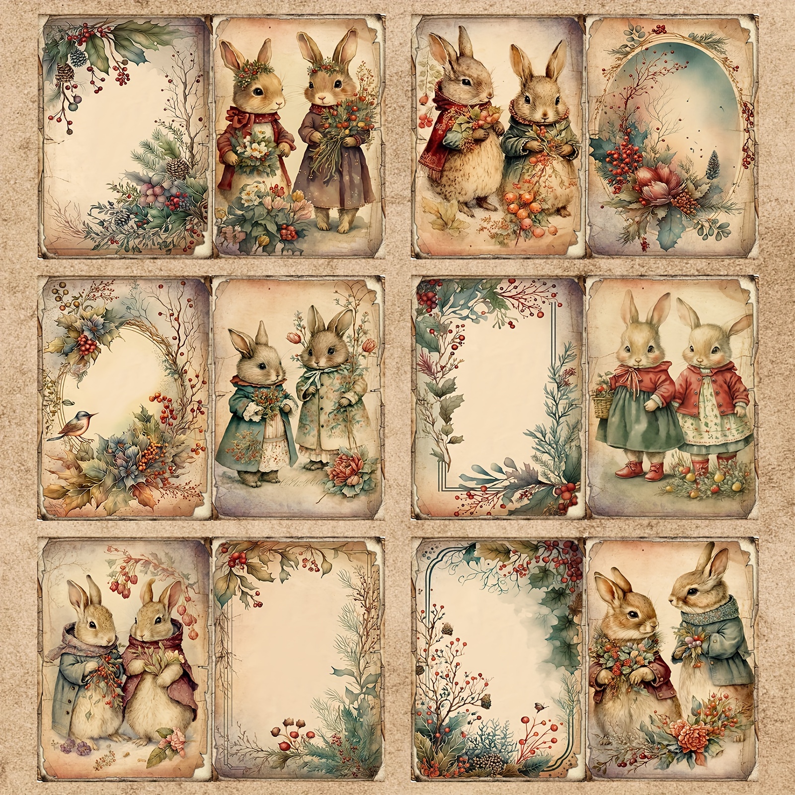 A5 Size Retro Christmas Theme Illustration Animal Rabbit - Temu
