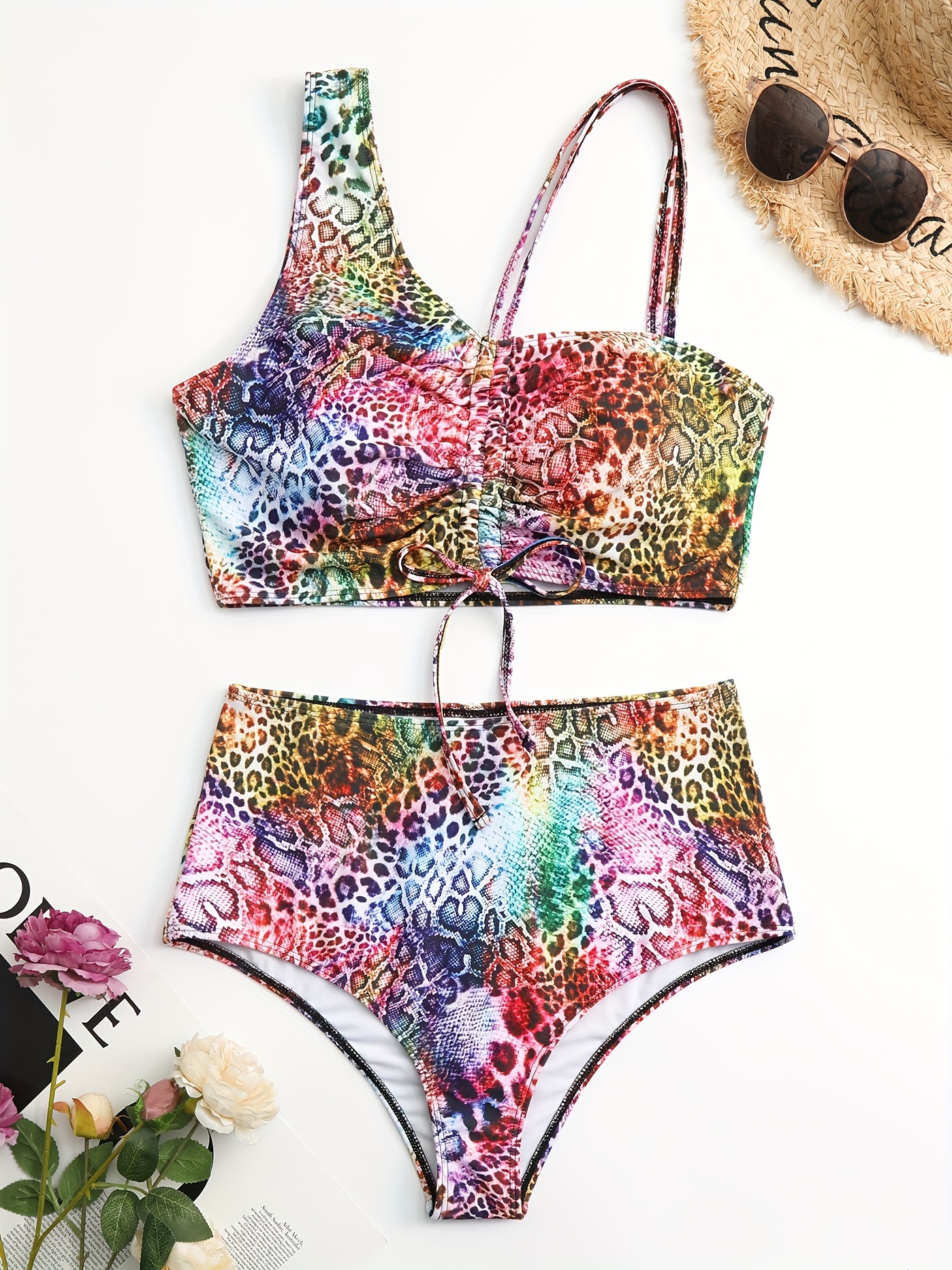 Plus Size Sexy Bikini Two Piece Set Women's Plus Leopard - Temu Canada