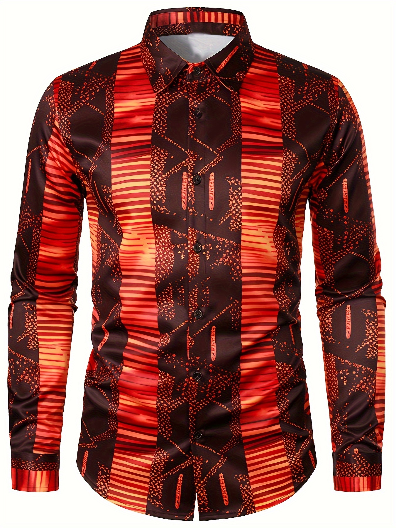 Men's Stylish Loose Stripe Pattern Shirt Casual Breathable - Temu Canada