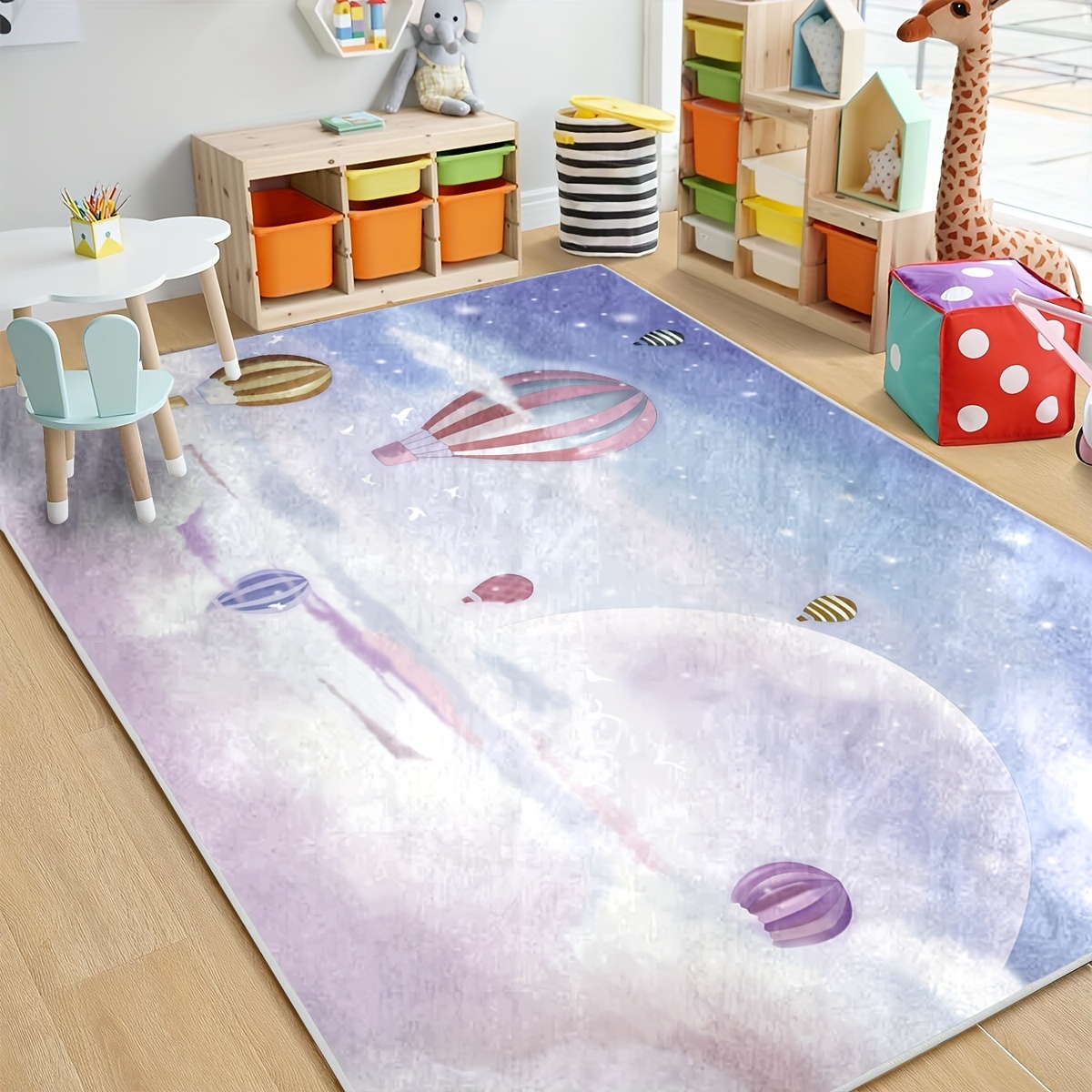 Colorful Balloon Motif Nursery Rug, Cute Children Crawling Carpet ...