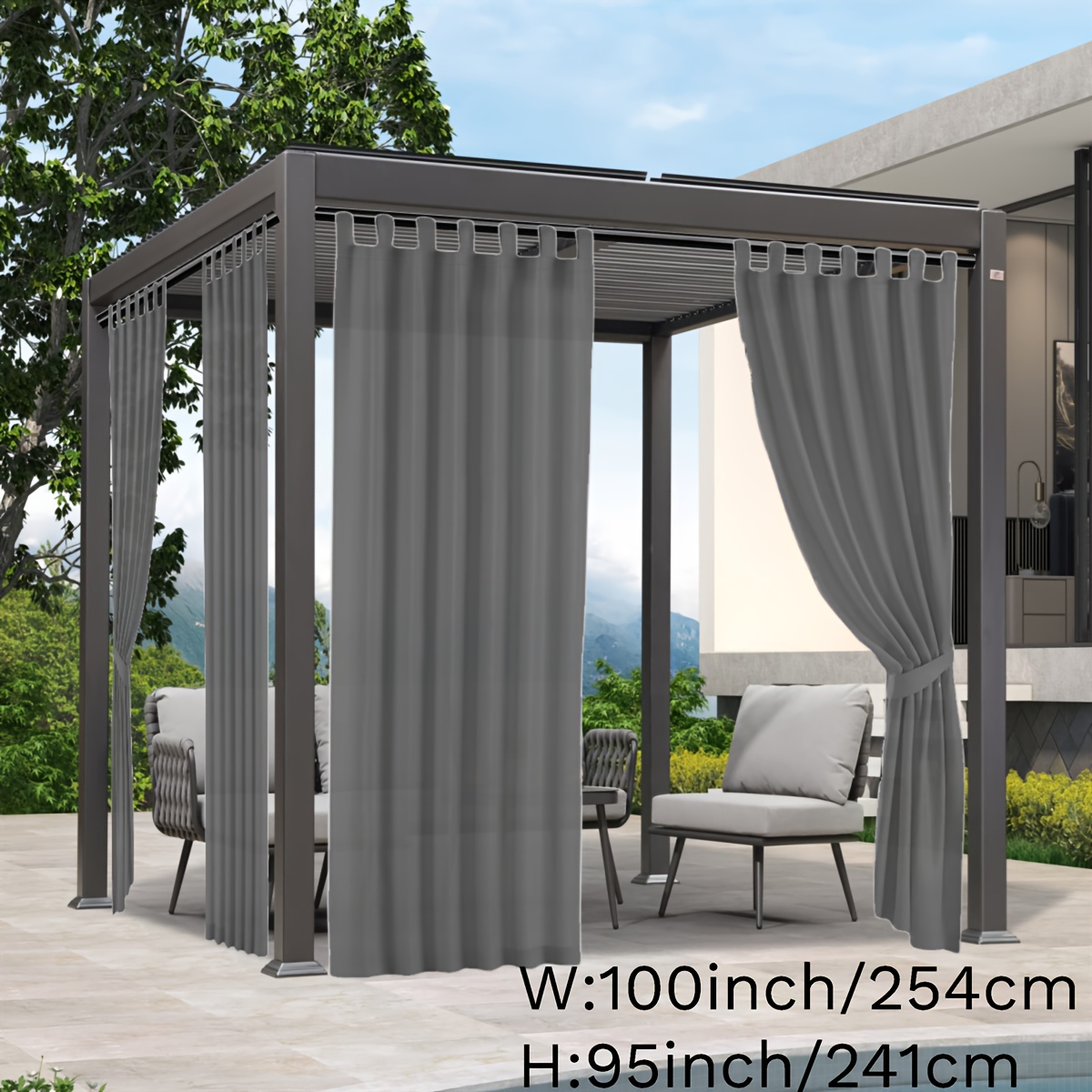 1 Panneau Rideaux Extérieurs Patio Imperméable Détachable - Temu France